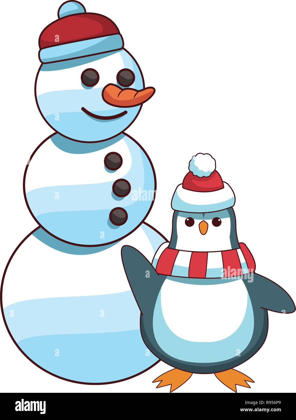 Snowman and penguin cartoon Stock Vector Image & Art - Alamy