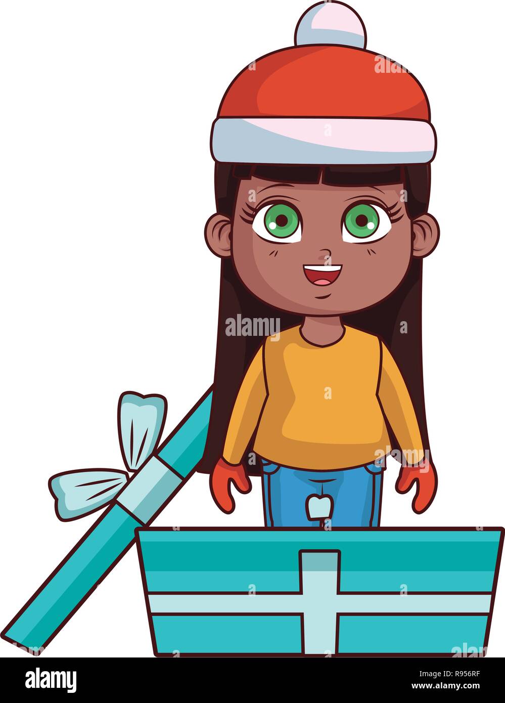 Girl inside box Stock Vector Images - Alamy