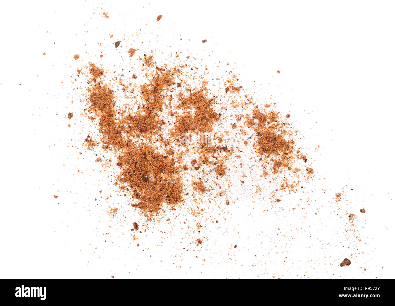 Nutmeg powder isolated on white background. Top view Stock Photo - Alamy