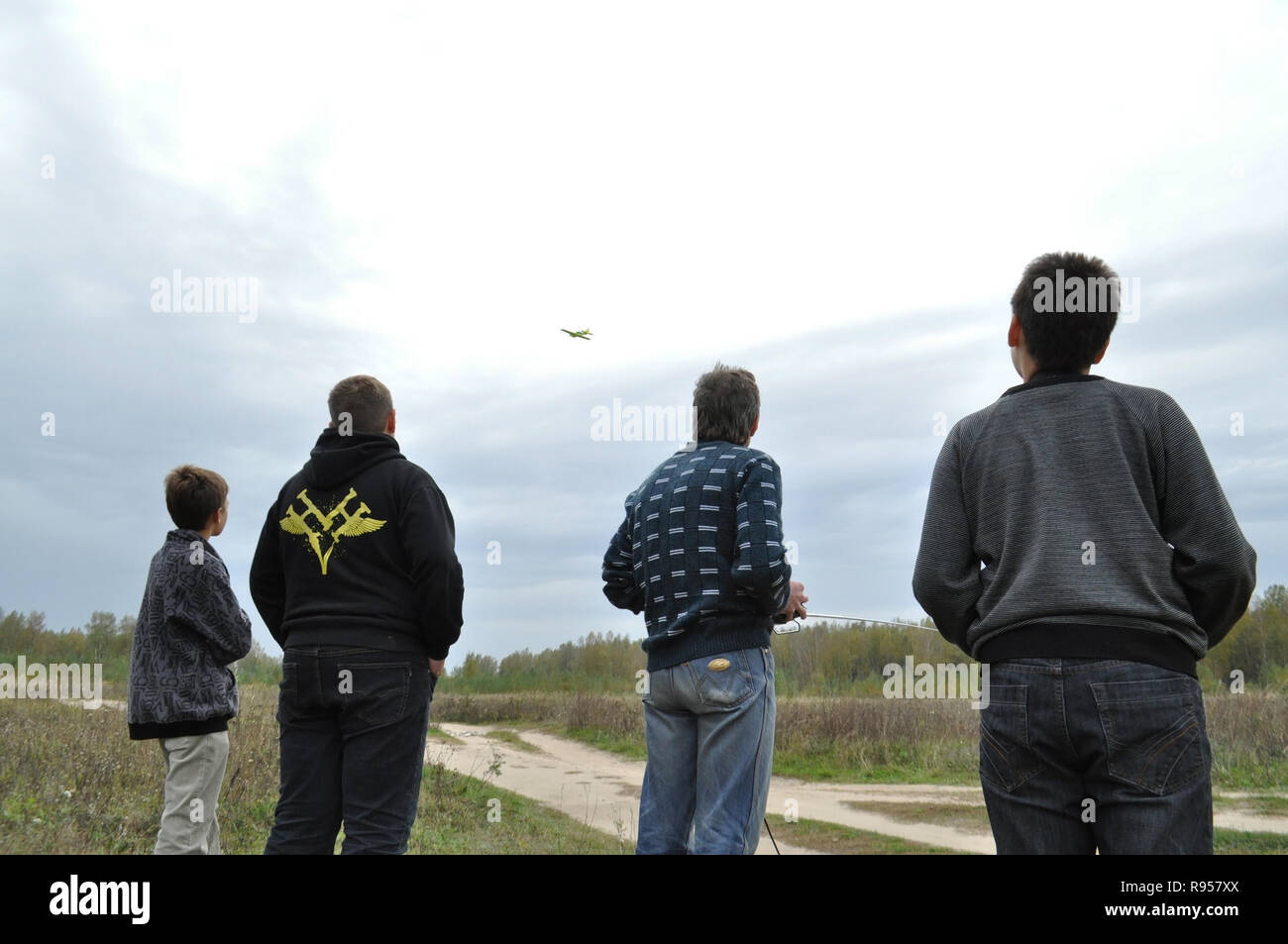 Kovrov, Russia. 23 September 2012. Teens and mentor model aircraft ...