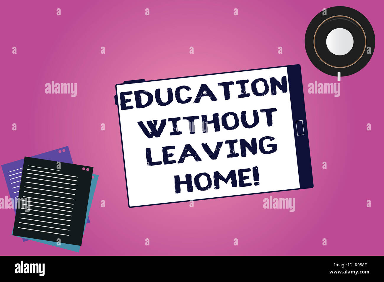 Handwriting text Education Without Leaving Home. Concept meaning ...