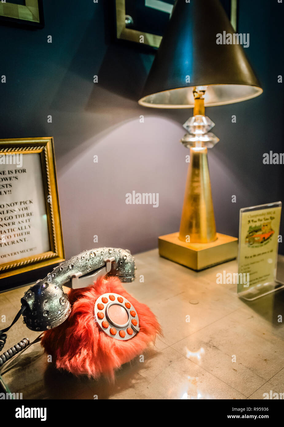 A pink telephone sits in the lobby at Elvis Presley’s Heartbreak Hotel ...
