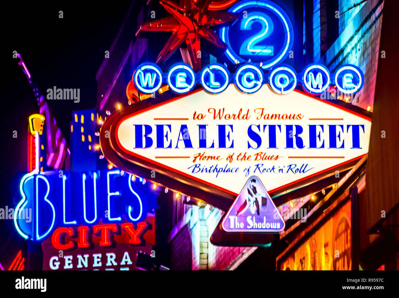 Welcome beale street neon sign memphis hi-res stock photography and ...