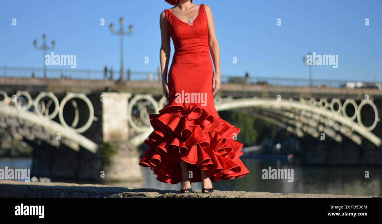 the flamenco red dress Stock Photo - Alamy