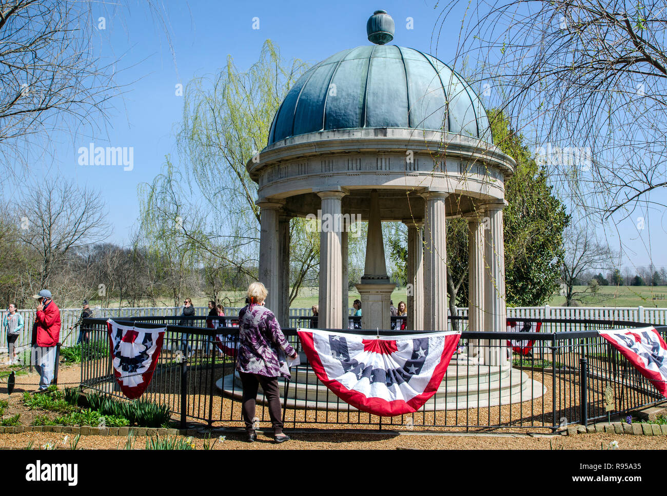 Visitors pass President Andrew Jackson’s tomb, March 15, 2018, in ...