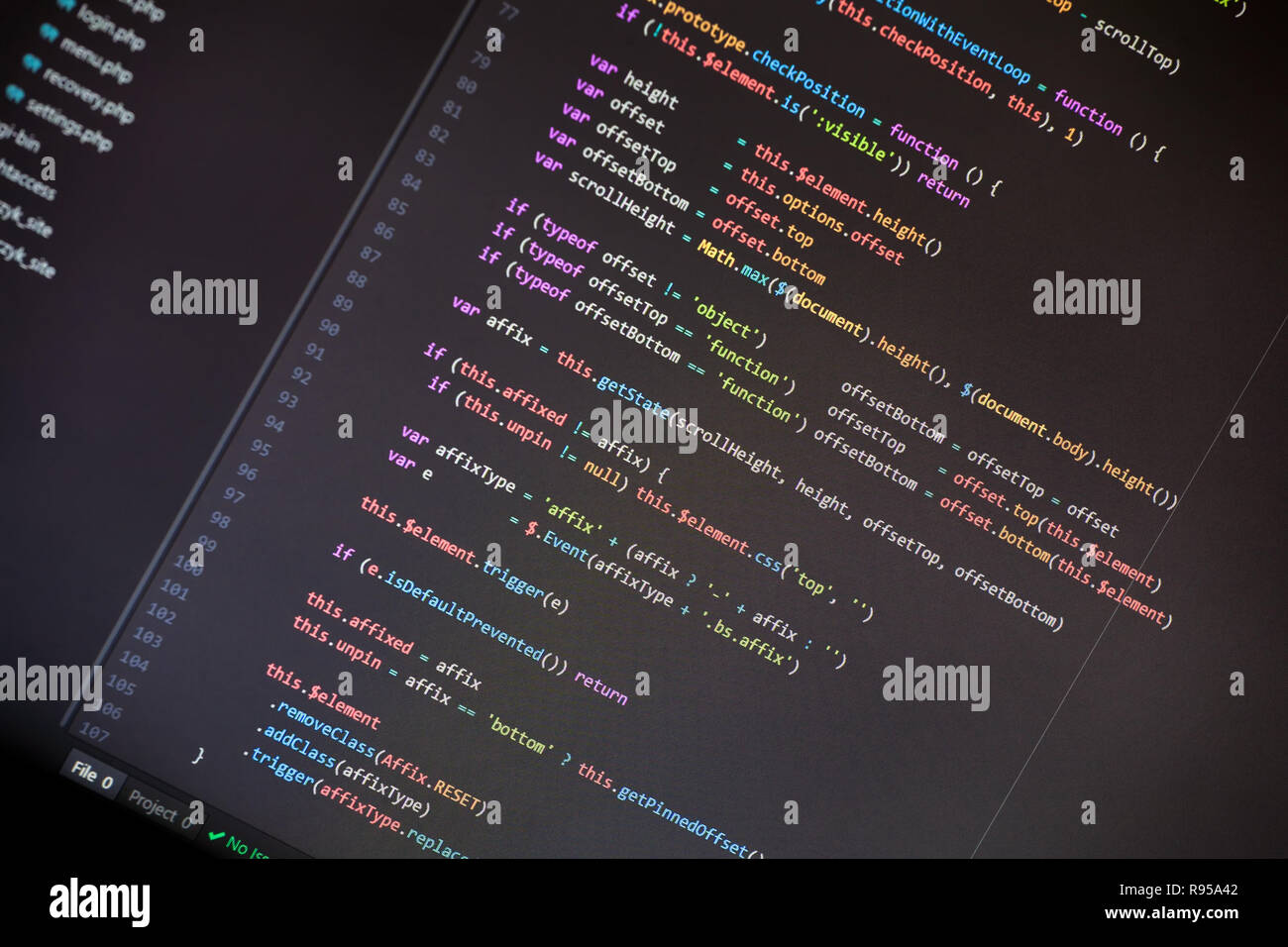Colorful Programming Php And Html Source Code On A Monitor Written By A Young Programmer Stock