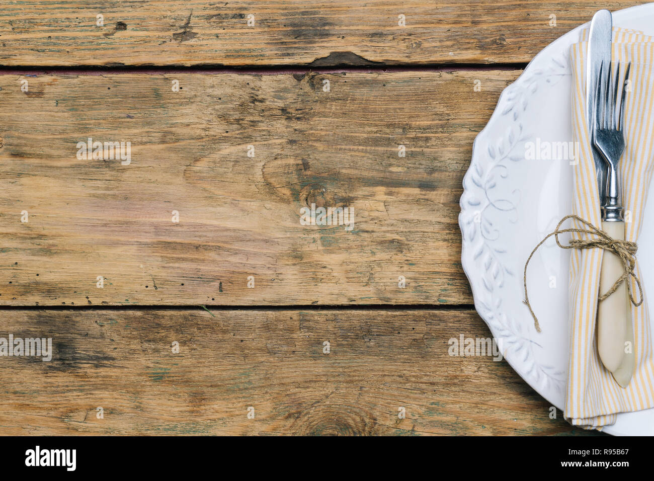 Rustic tableware, white, top view hi-res stock photography and images ...