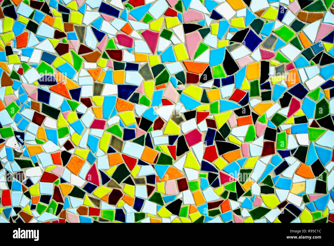 Colorful broken tiles trencadis Stock Photo - Alamy