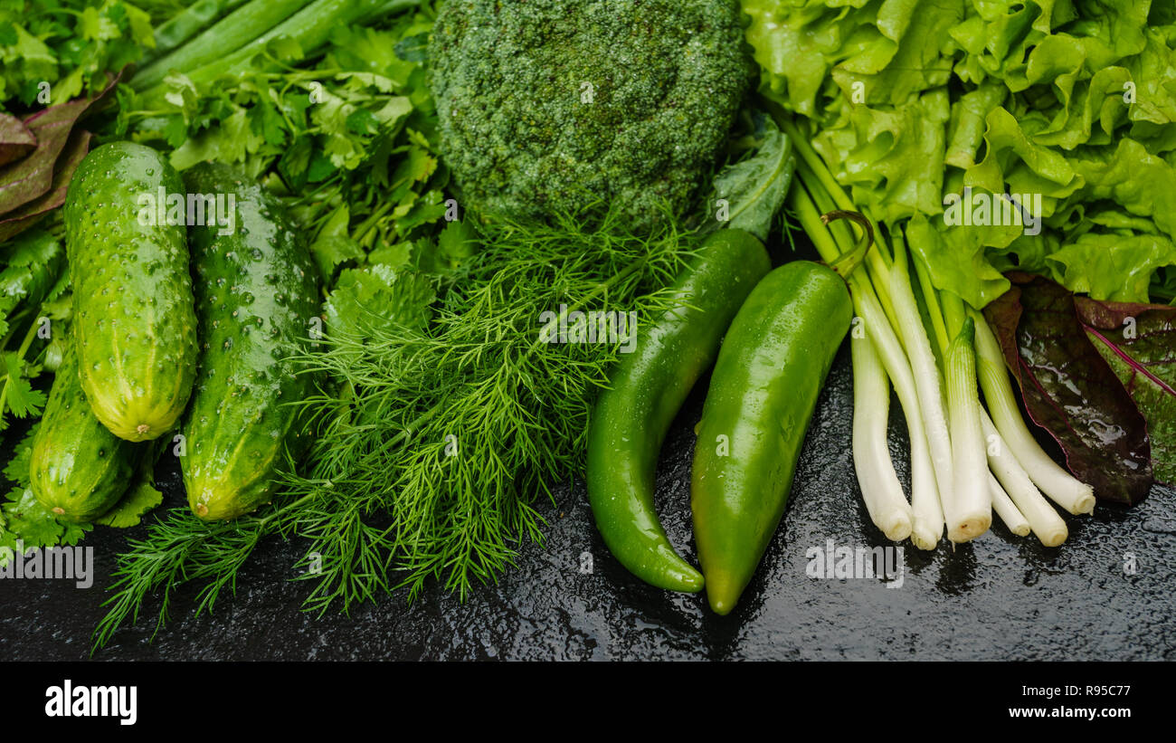 fresh green different vegetables. vegetables background Stock Photo - Alamy