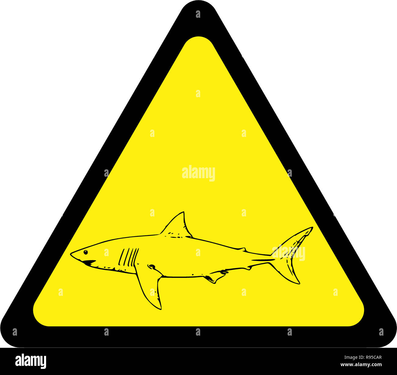 Warning sign with shark symbol Stock Photo - Alamy