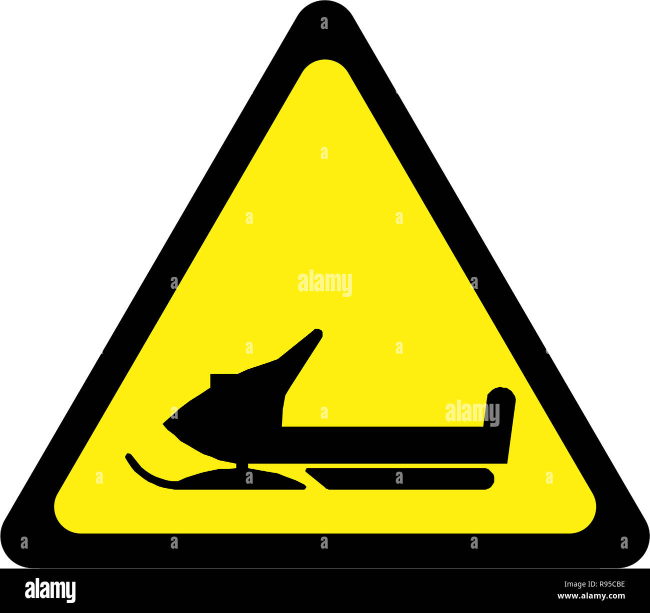 Warning sign with snowmobile symbol Stock Photo - Alamy