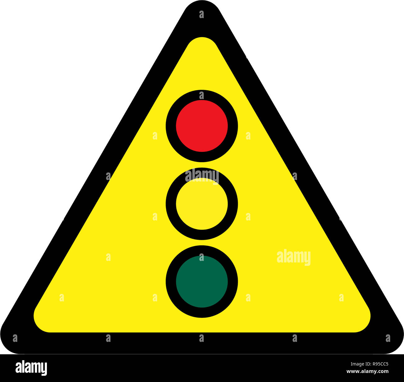 Warning sign with traffic light symbol Stock Photo - Alamy