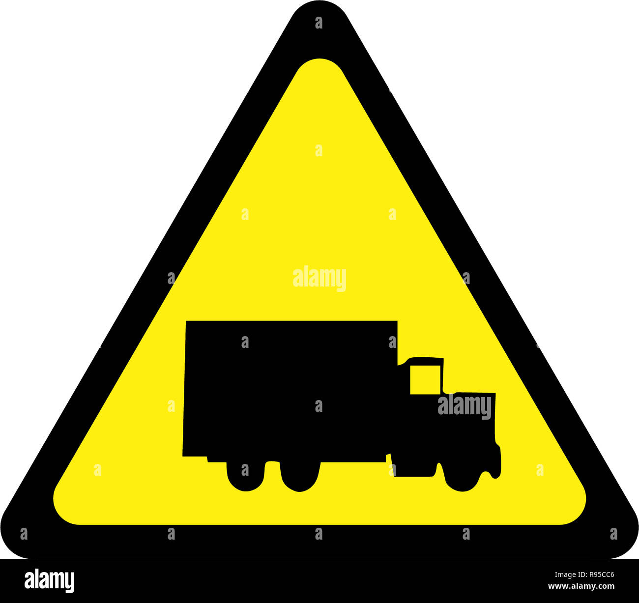 Warning sign with truck symbol Stock Photo - Alamy