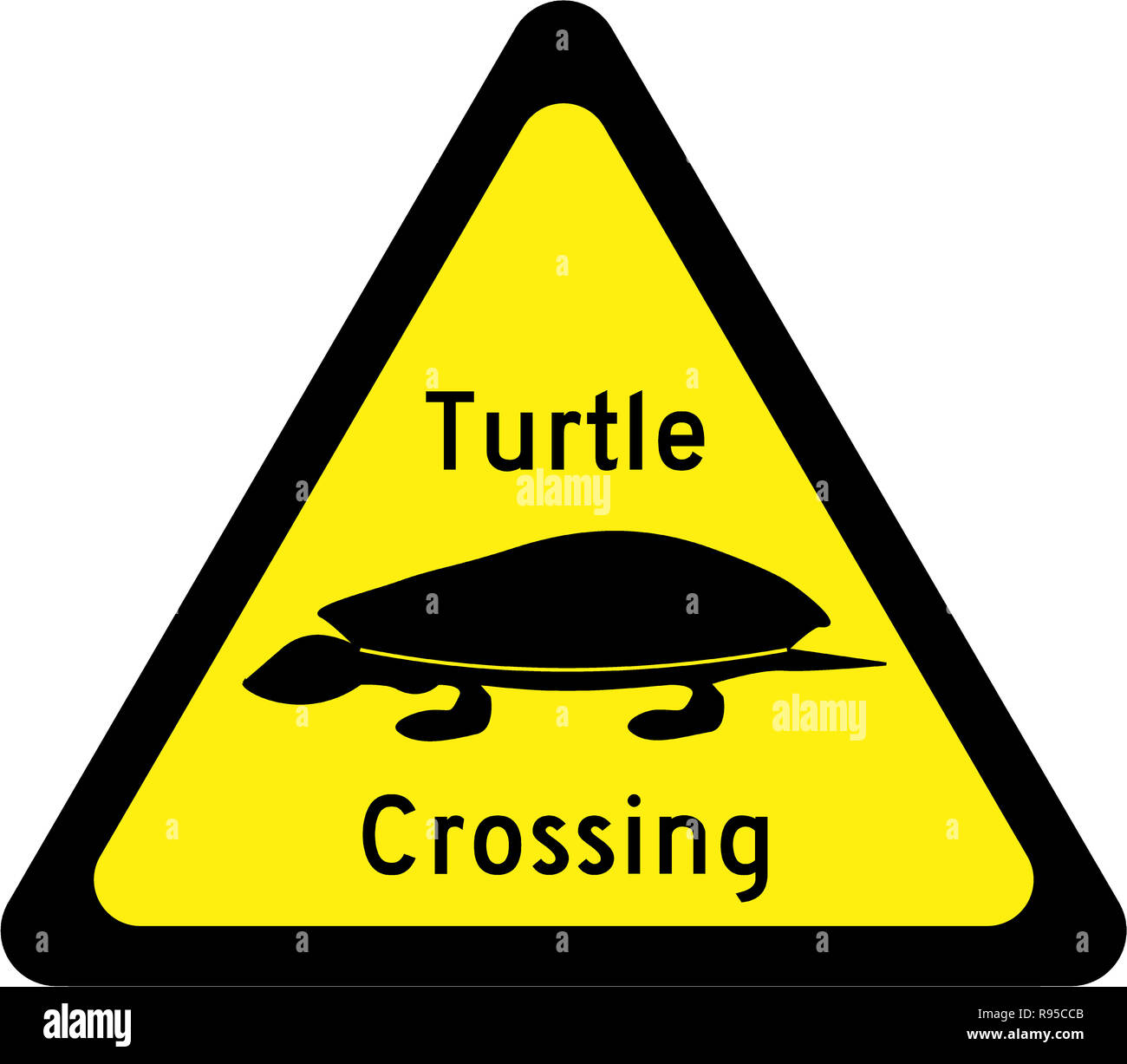Warning sign with turtles on road symbol Stock Photo - Alamy