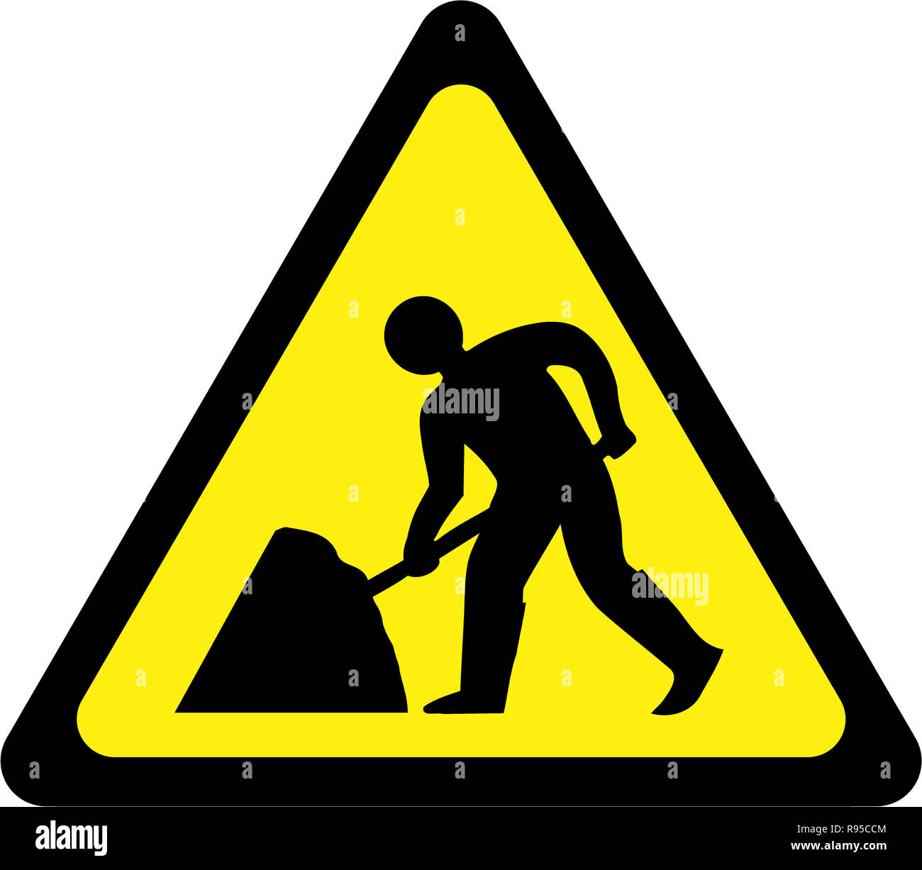 Man digging road work sign hi-res stock photography and images - Alamy