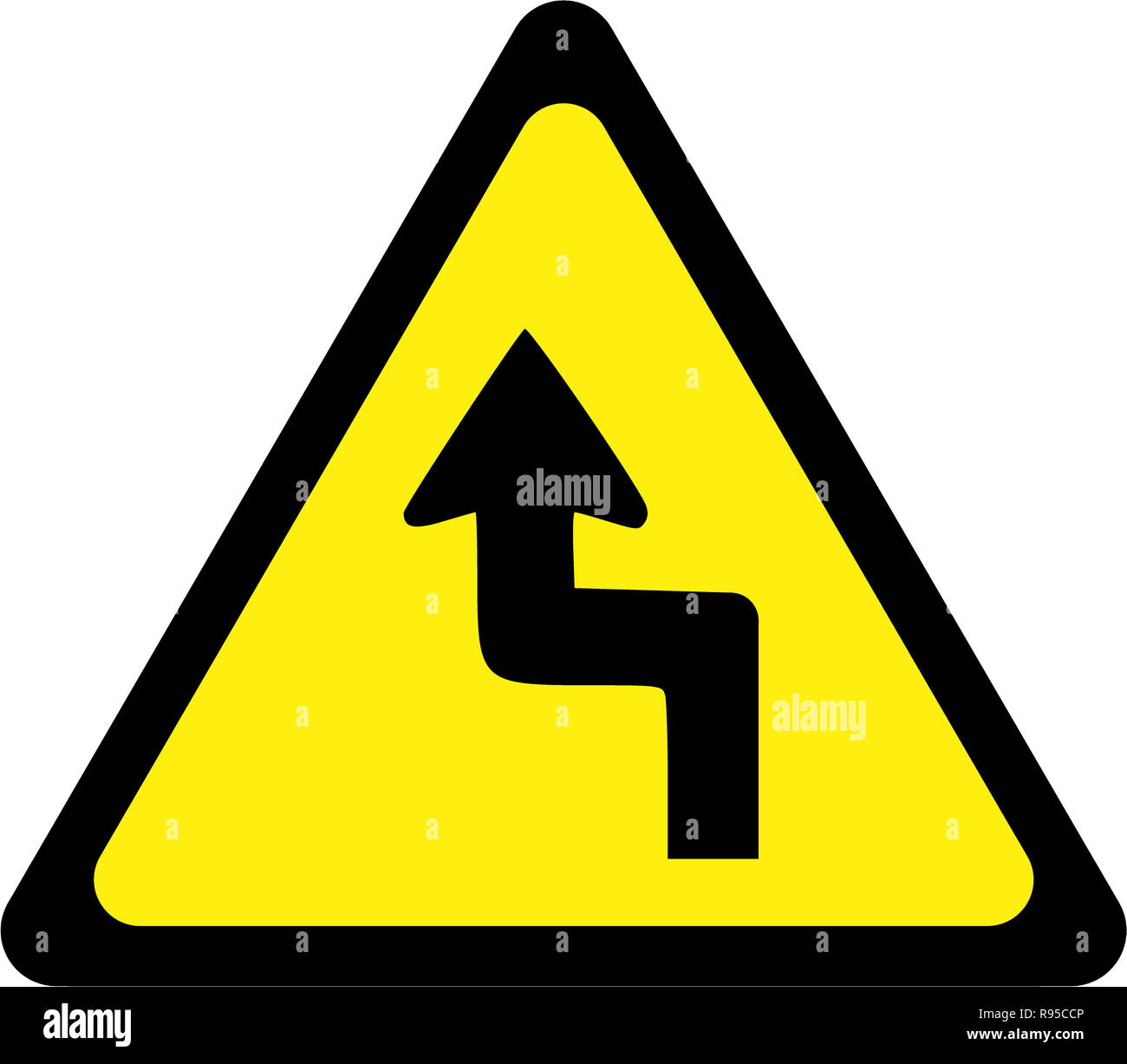 Warning sign with dangerous curves symbol Stock Photo - Alamy