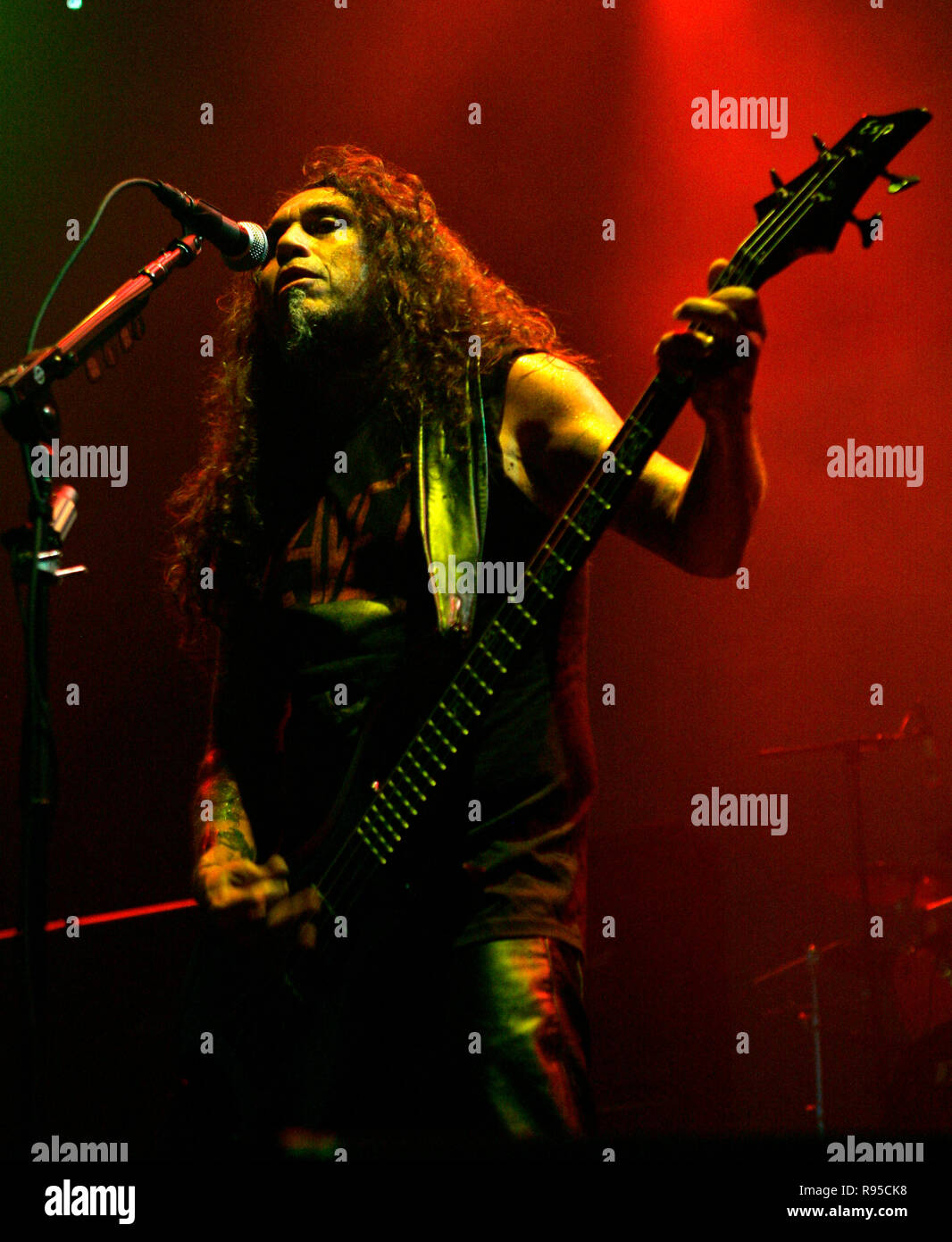 Tom Araya with thrash hevy metal band Slayer performs in concert at the ...