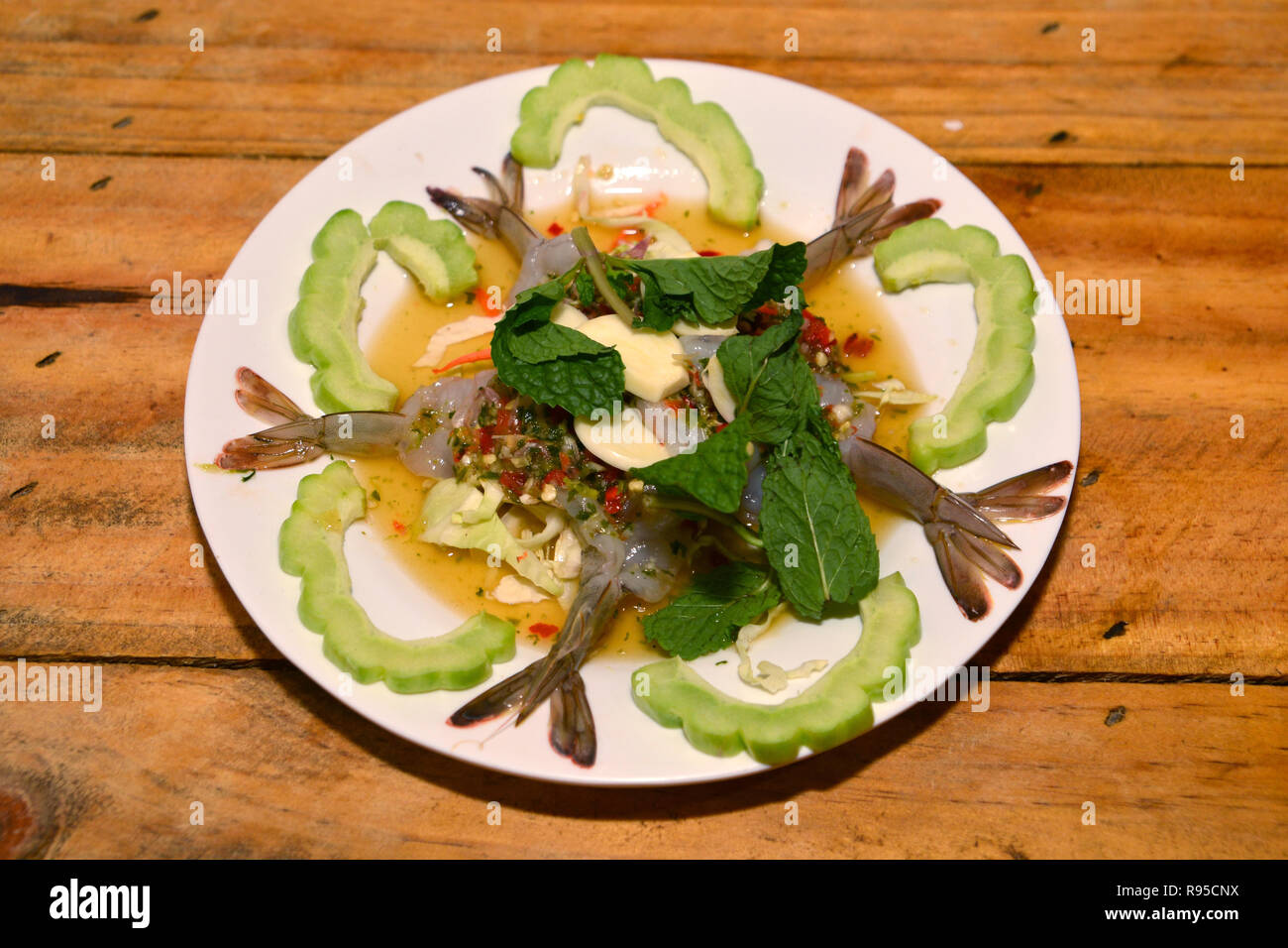 Fresh Raw Prawn In Spicy Fish Sauce Stock Photo - Alamy