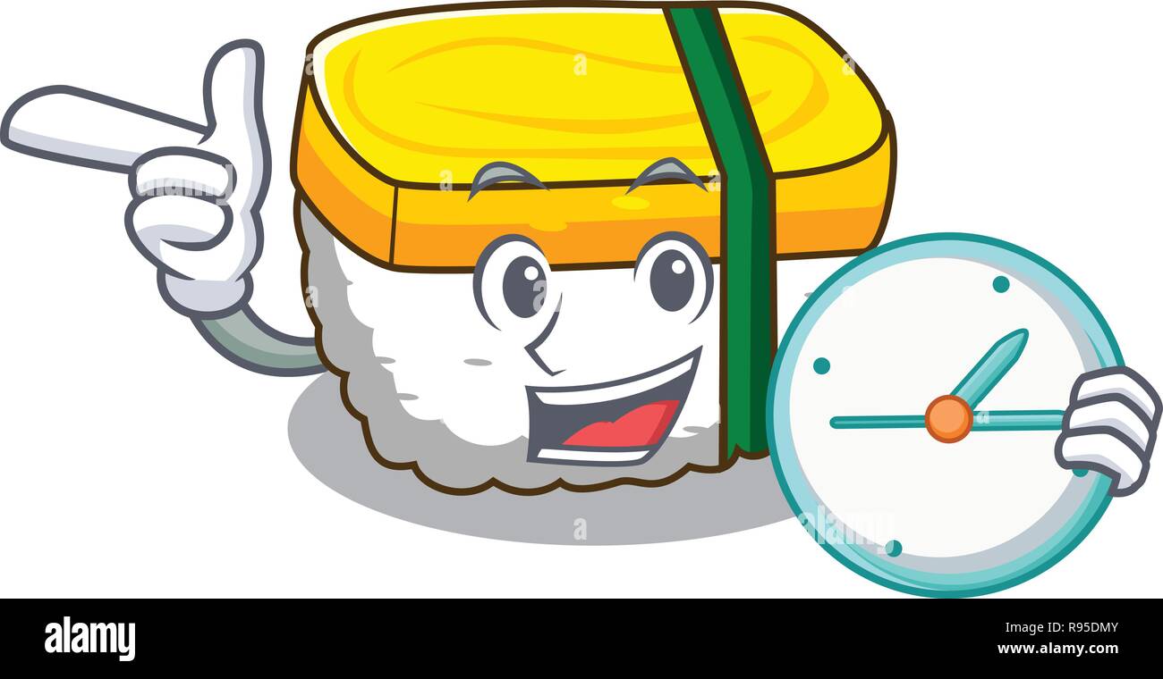 With clock tamago Sushi a japanese cartoon food Stock Vector Image ...