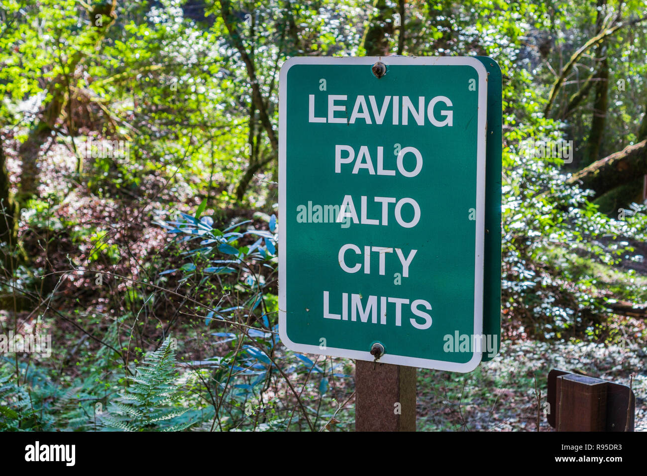 Leaving Palo Alto City Limits sign posted on one of the trails, San ...