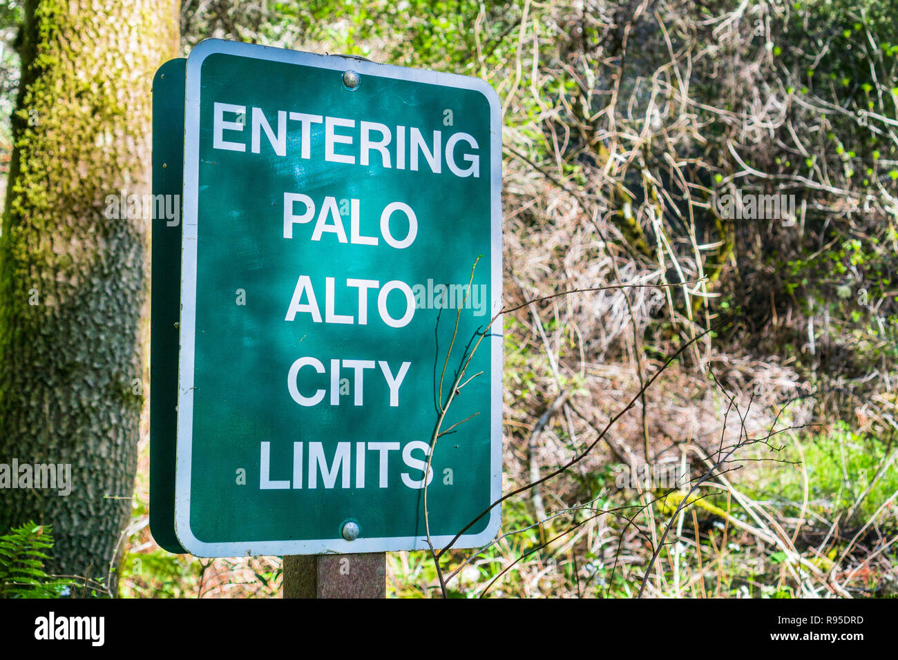 Entering Palo Alto City Limits sign posted on one of the trails, San ...