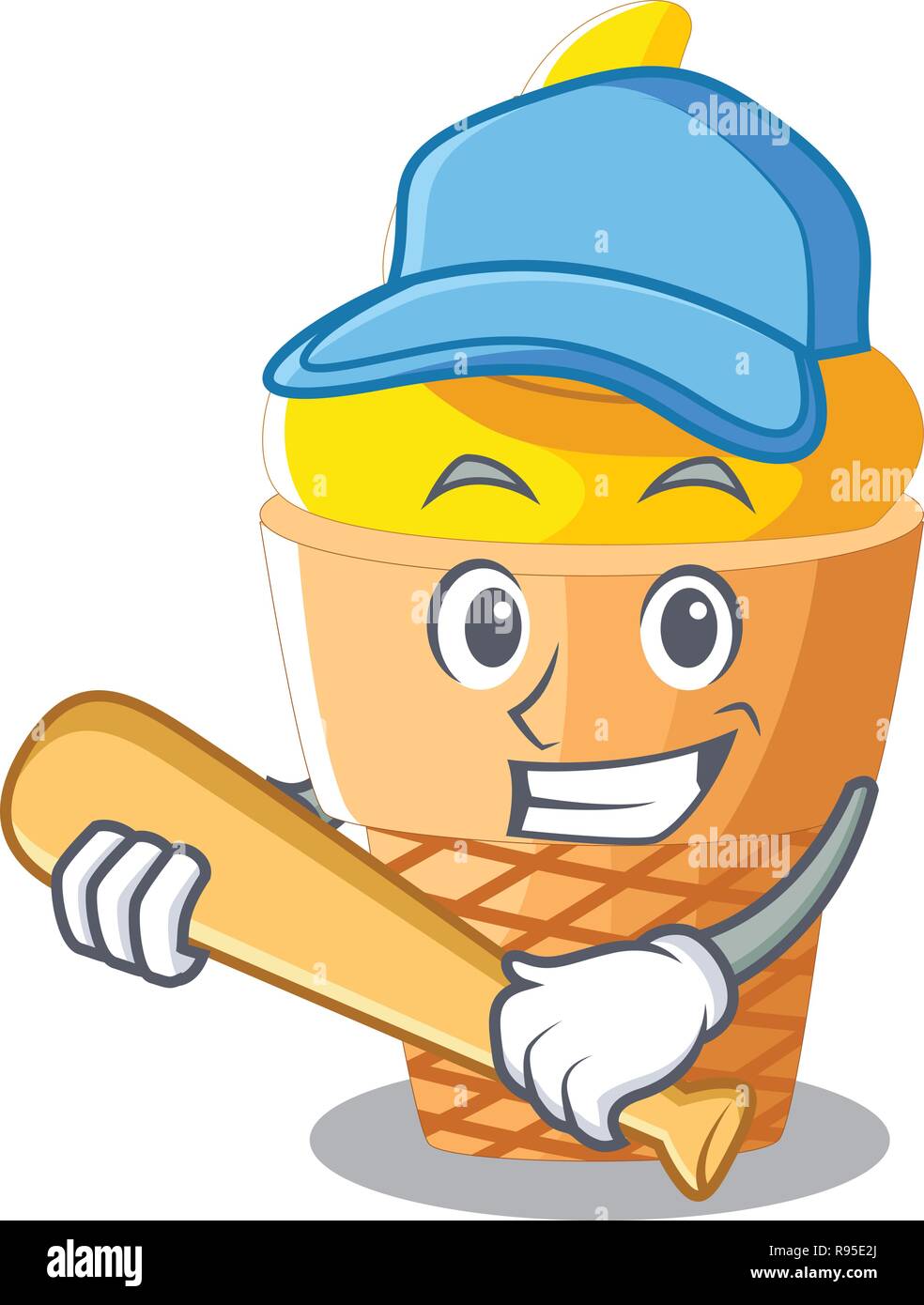 Playing baseball scoop banana ice cream with cartoon Stock Vector Image ...