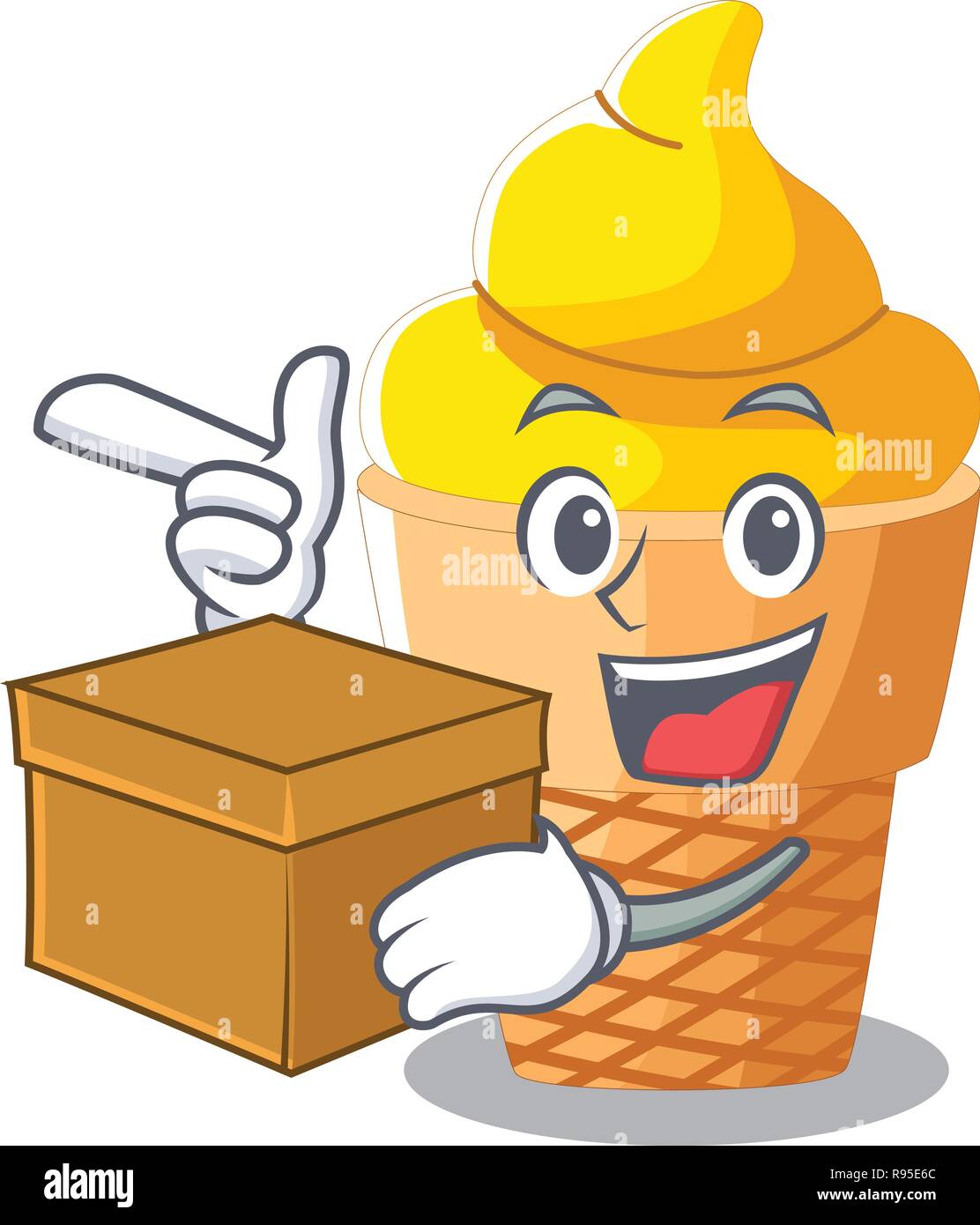 With box banana ice cream isolated on mascot Stock Vector Image & Art ...