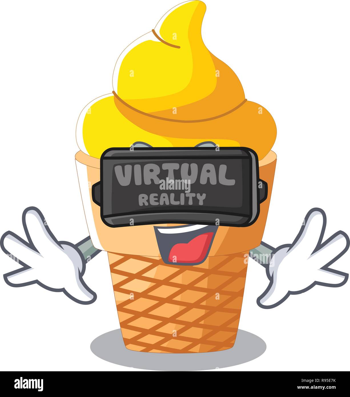 Virtual reality banana ice cream in shape cartoon Stock Vector Image ...