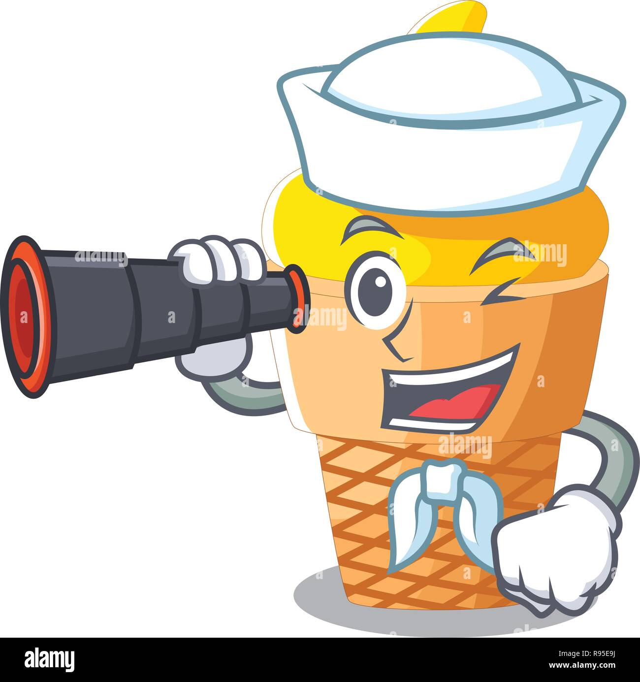 Sailor with binocular banana ice cream in shape cartoon Stock Vector ...