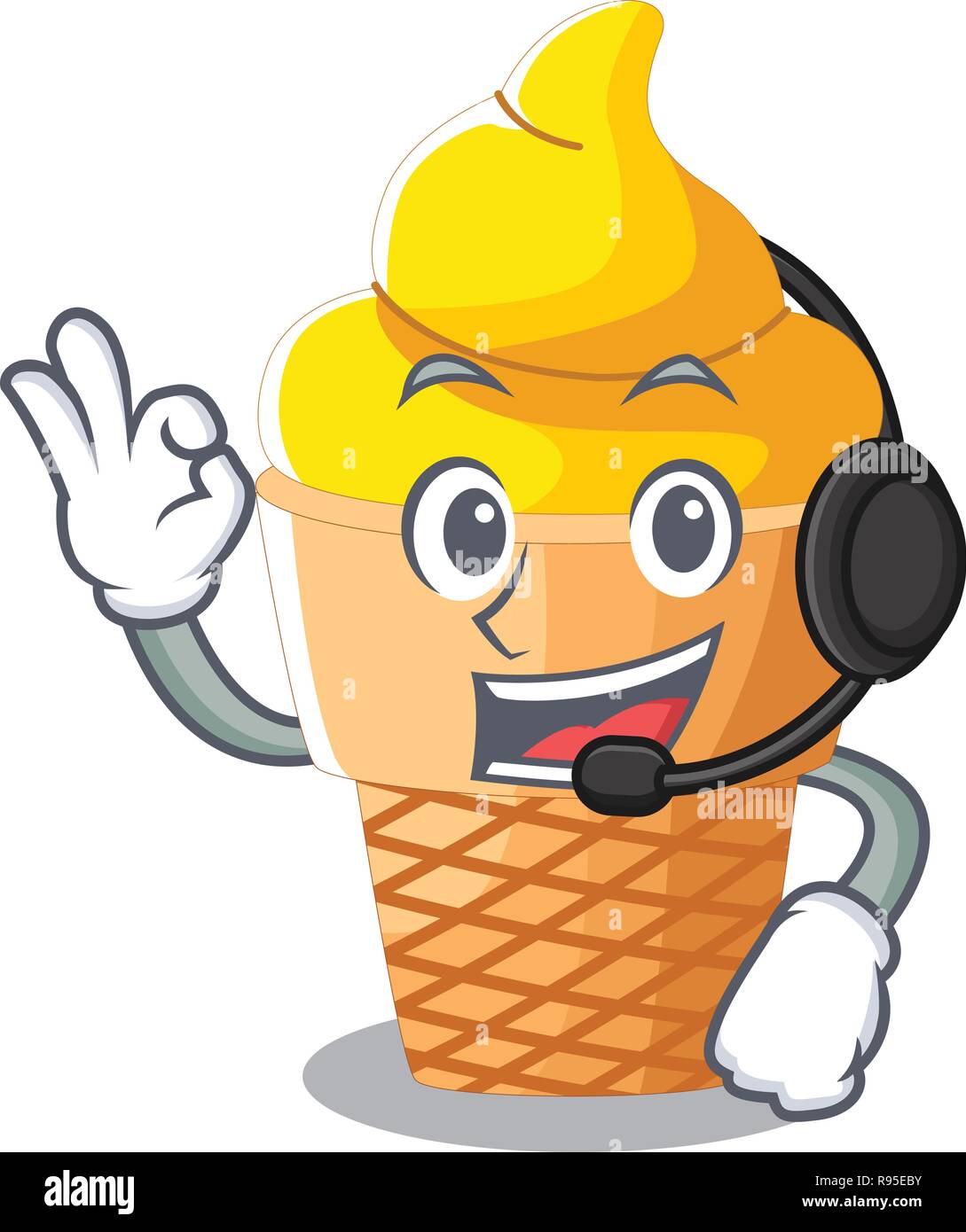 With headphone banana ice cream in cone character Stock Vector Image ...