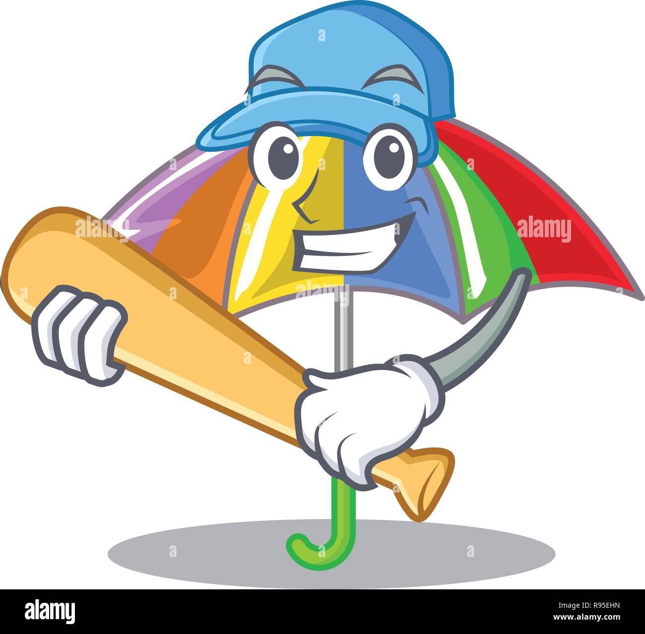 Playing baseball rainbow umbrella in shape a cartoon Stock Vector Image ...