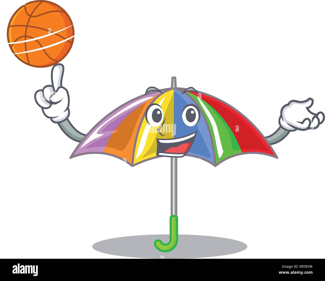 With basketball rainbow umbrella in shape a cartoon Stock Vector Image ...