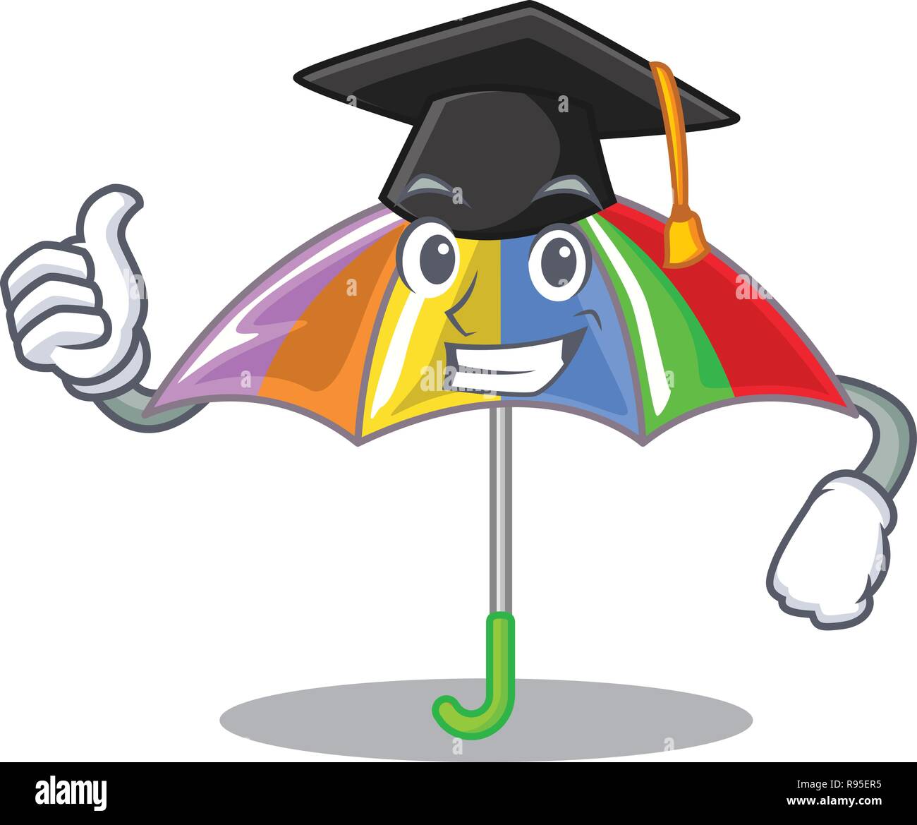 Graduation rainbow umbrella isolated on a mascot Stock Vector Image ...
