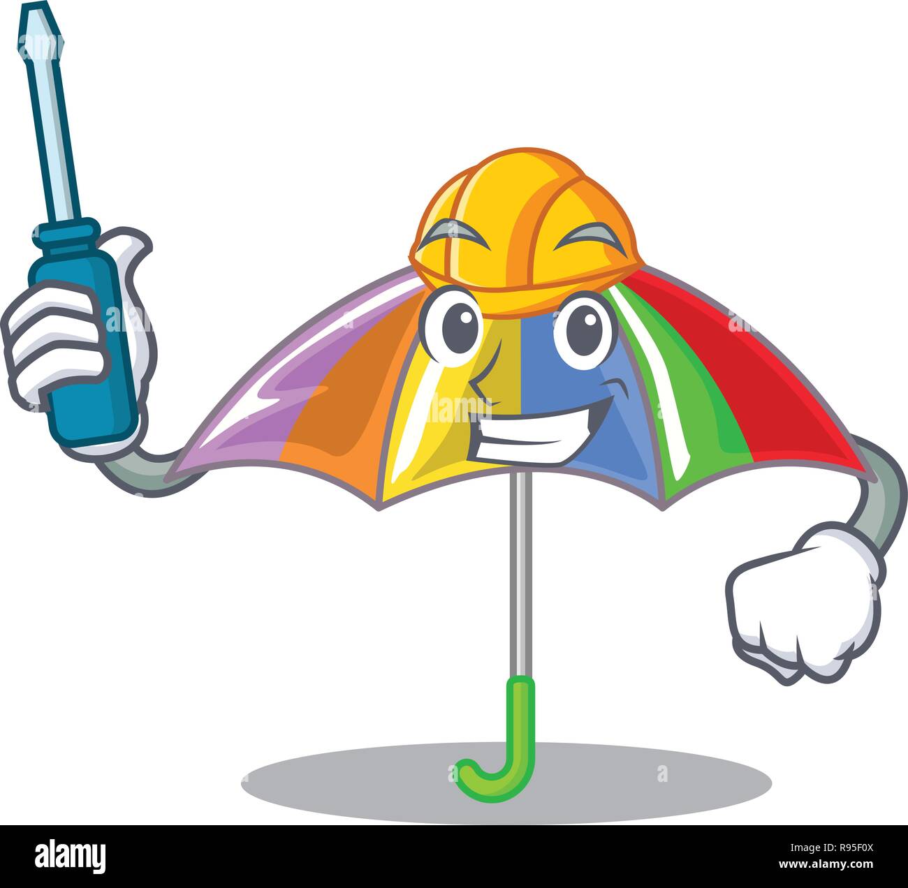Automotive playing rain with umbrella rainbow cartoon Stock Vector ...