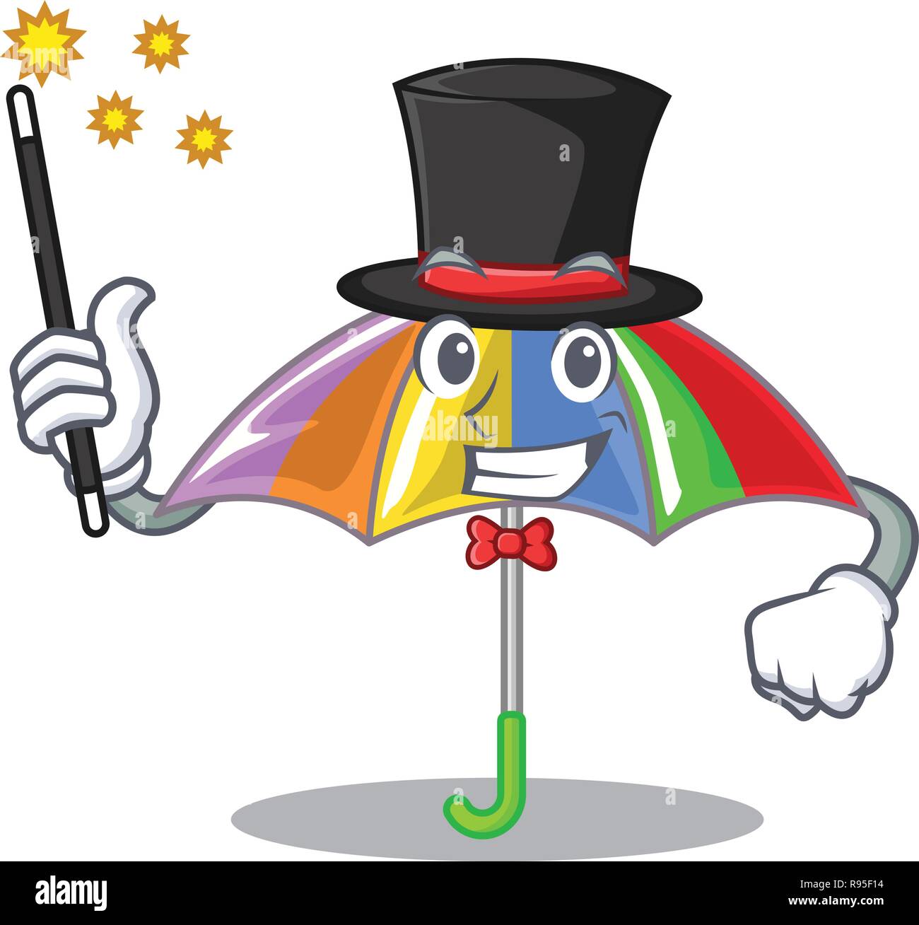 Magician playing rain with umbrella rainbow cartoon Stock Vector Image ...