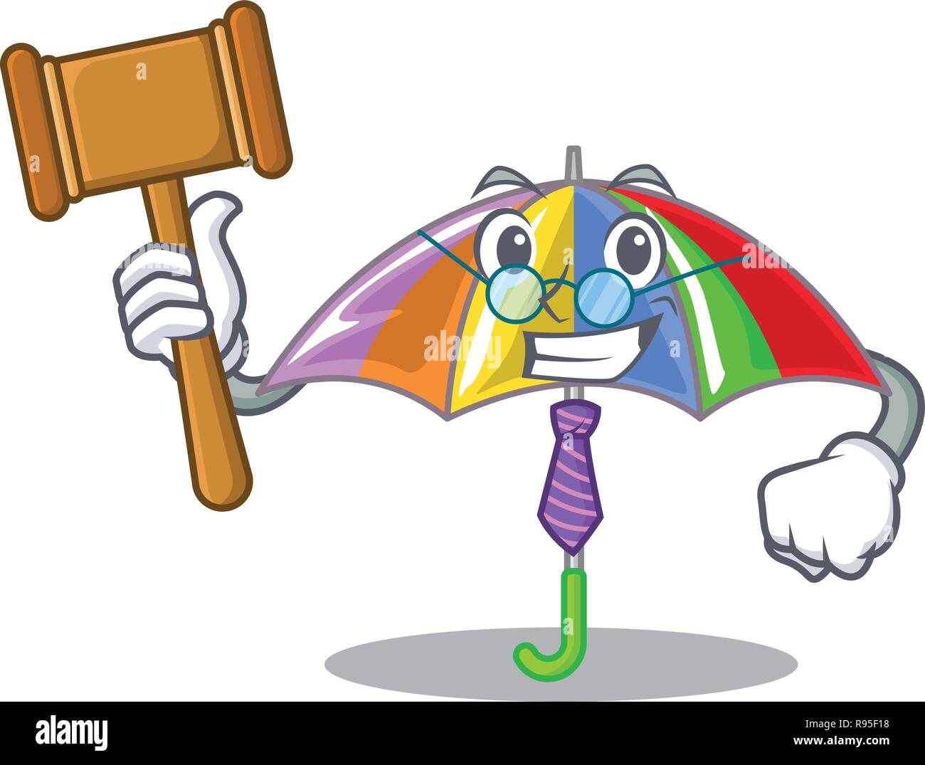 Judge playing rain with umbrella rainbow cartoon Stock Vector Image ...