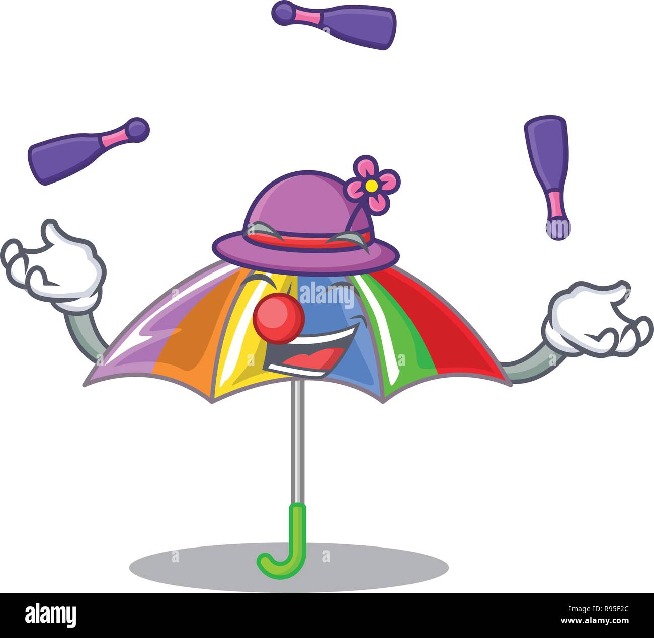 Juggling playing rain with umbrella rainbow cartoon Stock Vector Image ...