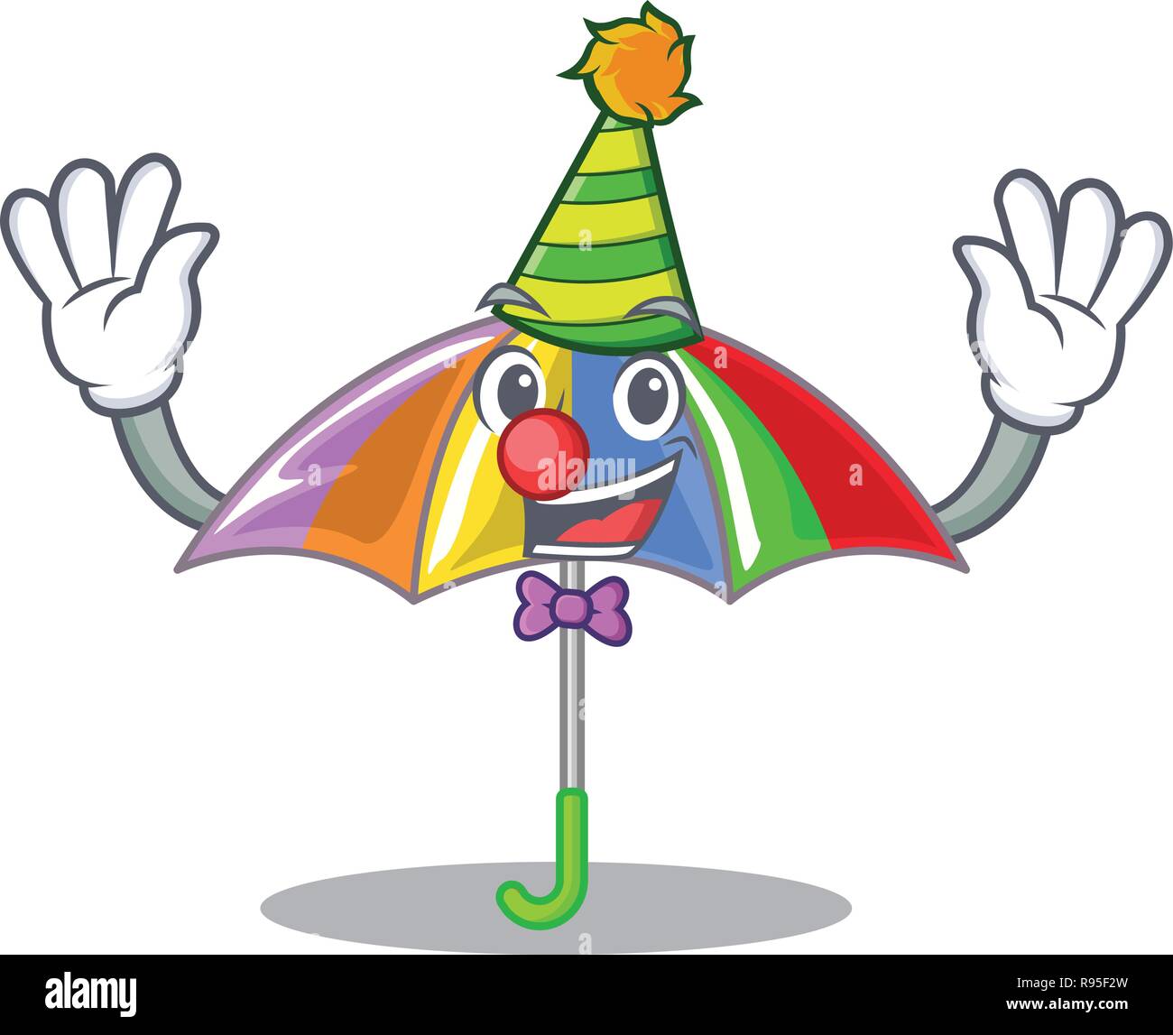 Clown playing rain with umbrella rainbow cartoon Stock Vector Image ...
