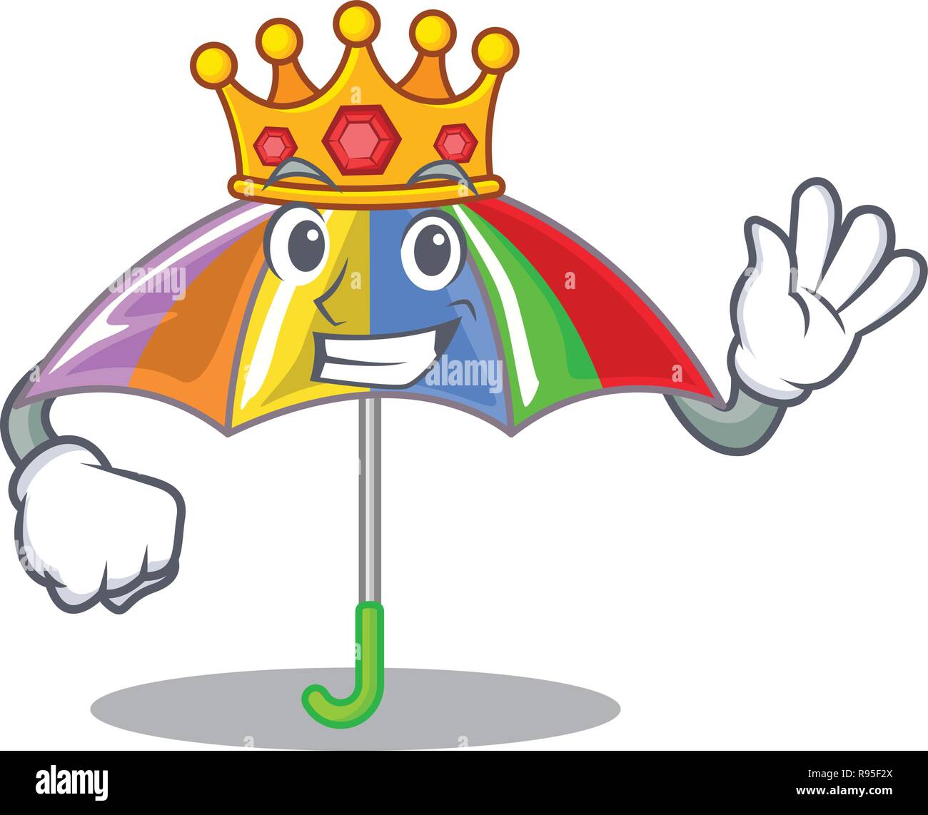 King playing rain with umbrella rainbow cartoon Stock Vector Image ...