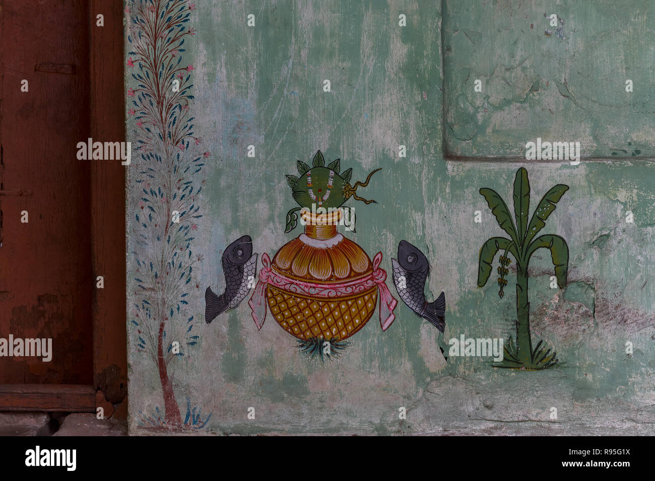 25-Jul-2007-Traditional wall painting Puri Orissa or Odisha INDIA asia ...