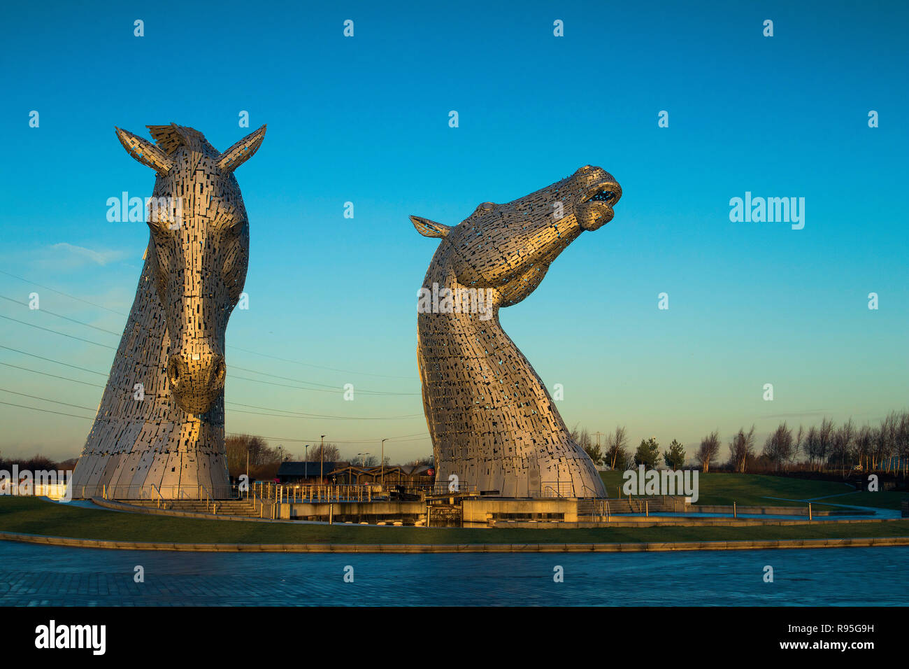 The Kelpies and the Forth and Clyde Canal, Helix Park, Falkirk Stock ...