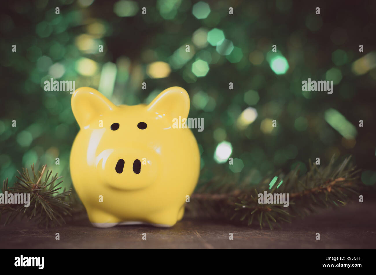 Symbol of 2019 chinese new year yellow ground pig on holiday festive ...