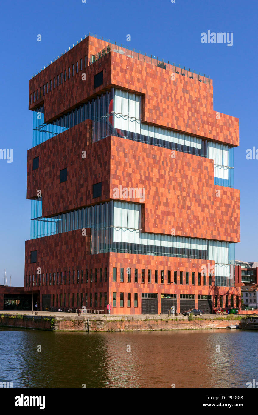 ANTWERP,BELGIUM - JUL 9, 2013: View on the MAS museum building in ...