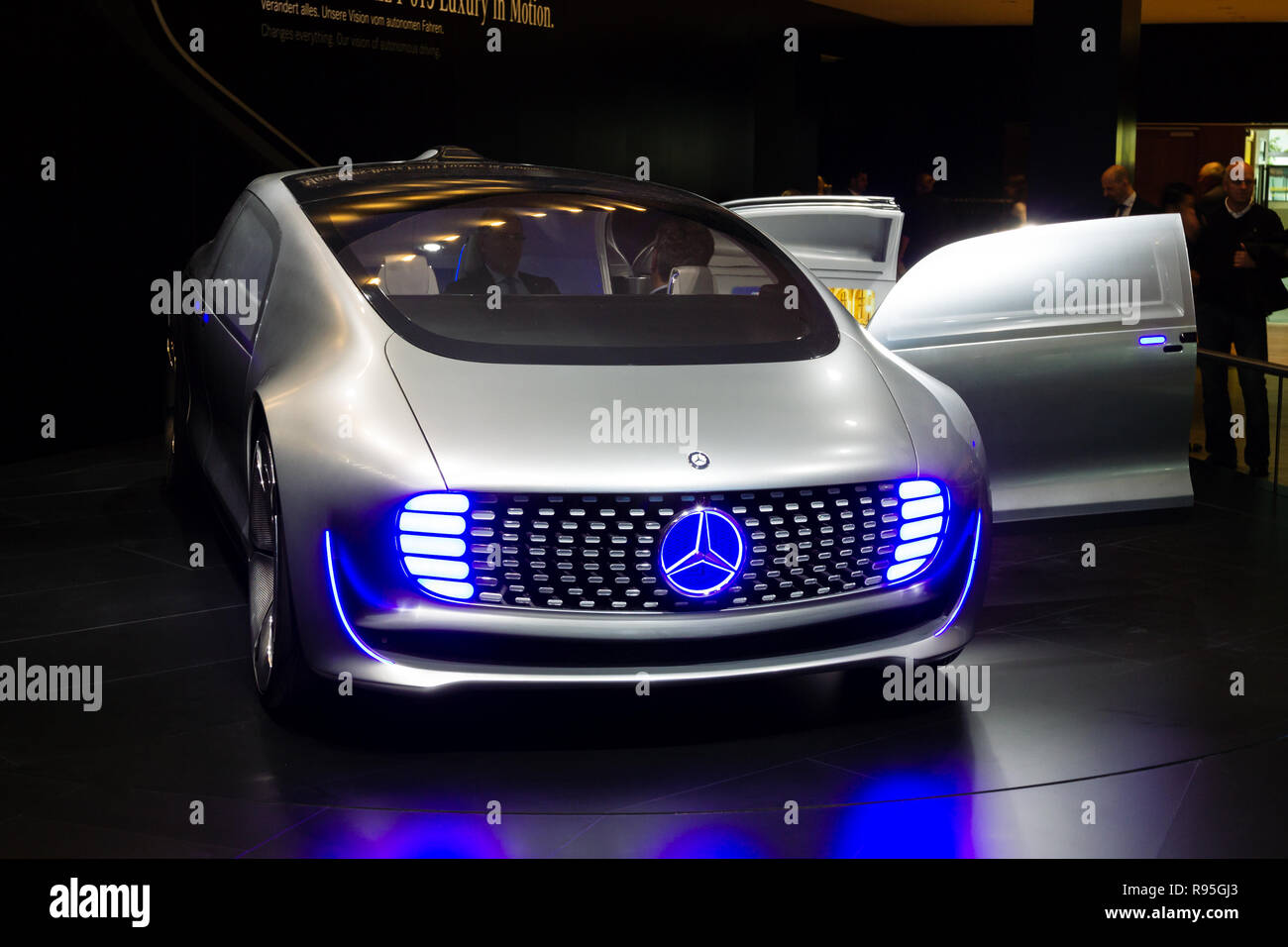 FRANKFURT, GERMANY - SEP 16, 2015: Mercedes Benz autonomous concept car ...