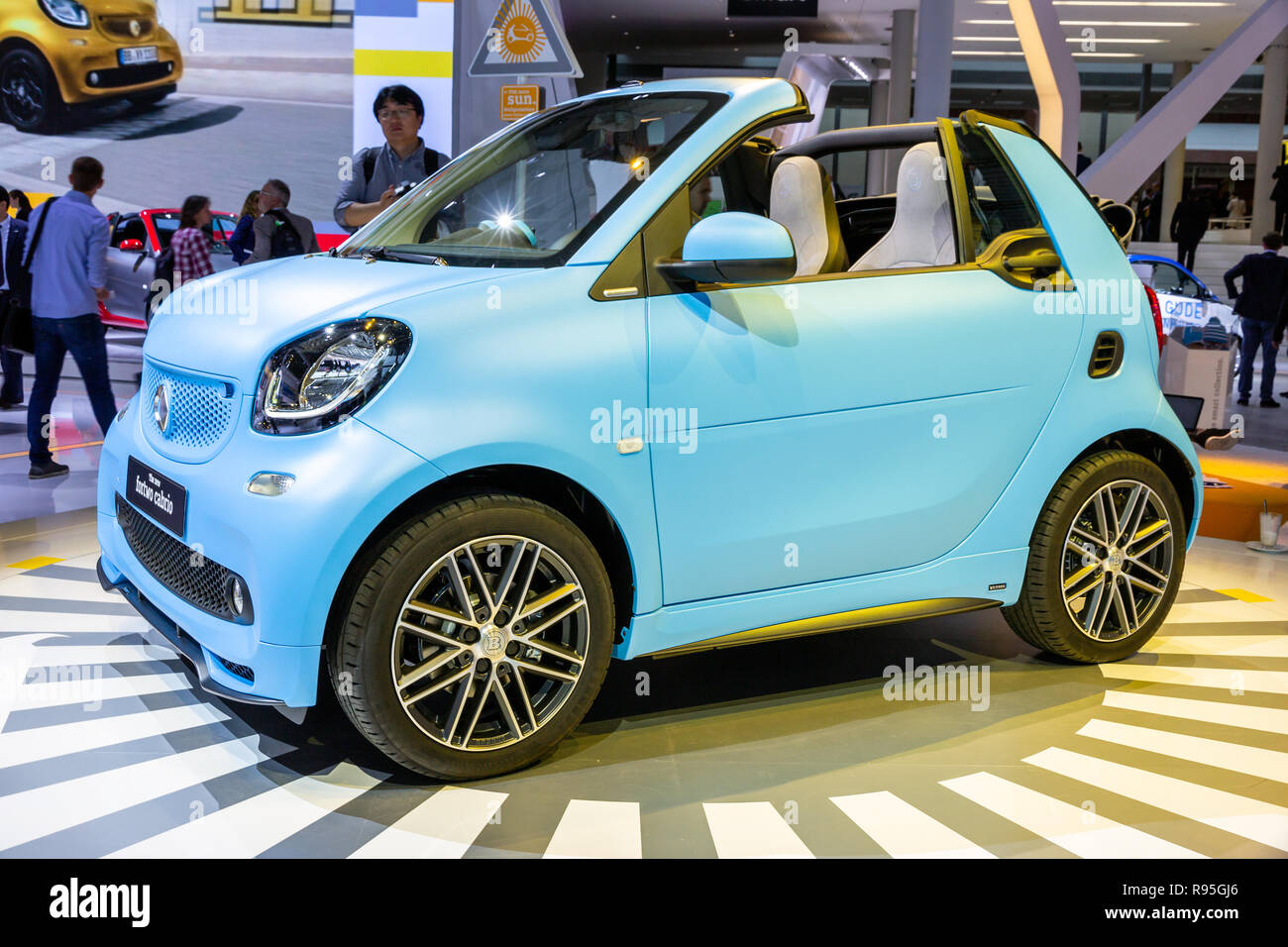 FRANKFURT, GERMANY - SEP 16, 2015: Smart Fortwo Cabrio city car ...