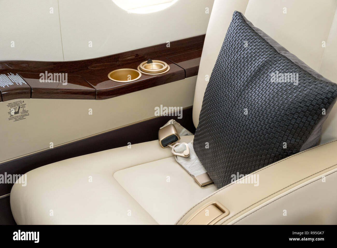 Comfortible chairs in a modern business jet airplane Stock Photo - Alamy