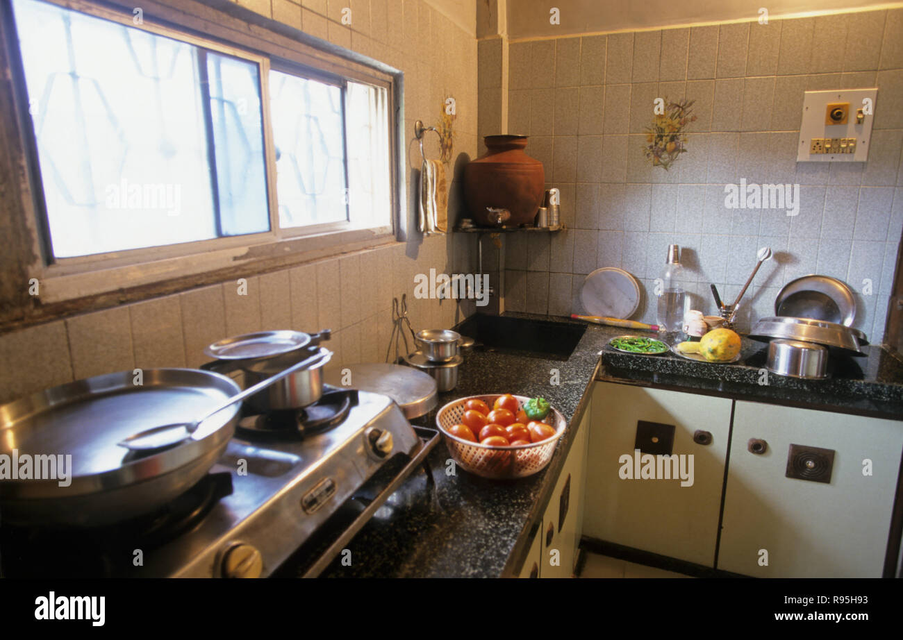 Kitchen interiors, Bombay, Mumbai, Maharashtra, India, Asia Stock Photo ...