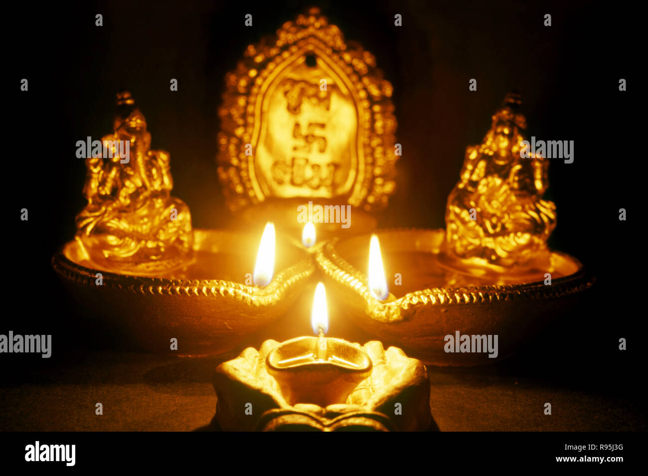 oil lamps decoration on Diwali deepawali Festival Stock Photo - Alamy