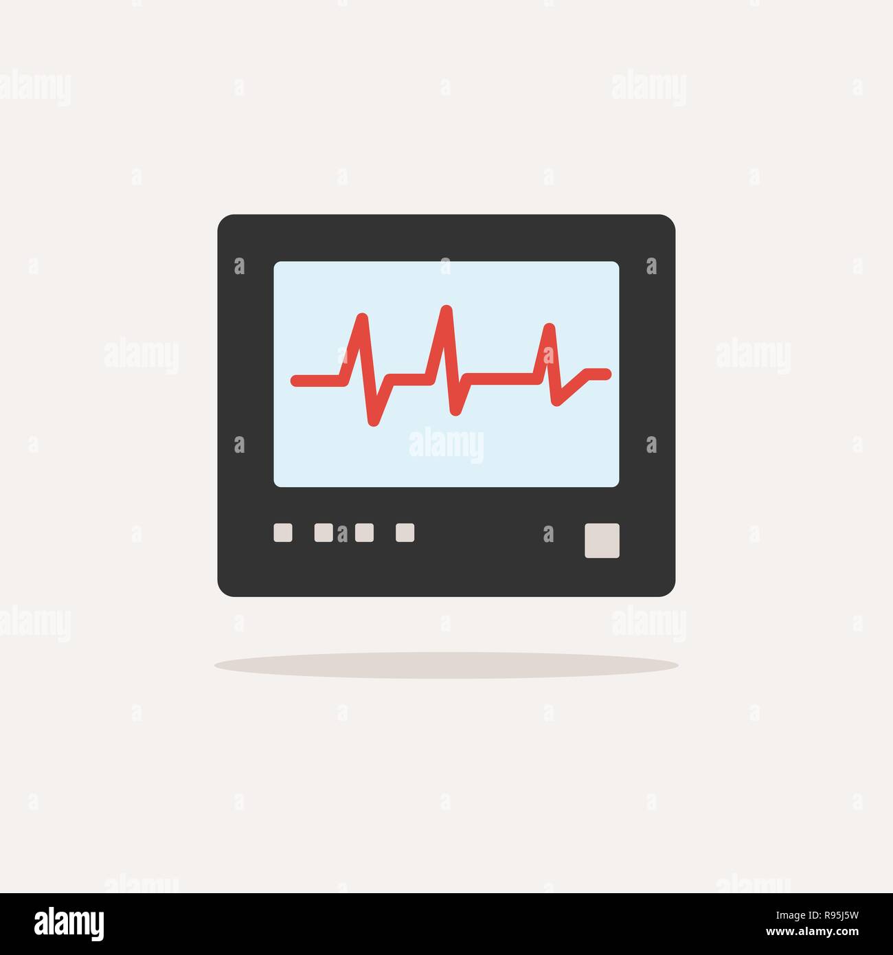 Heart Rate Monitor Color Icon With Reflection Heartbeat Cardiogram
