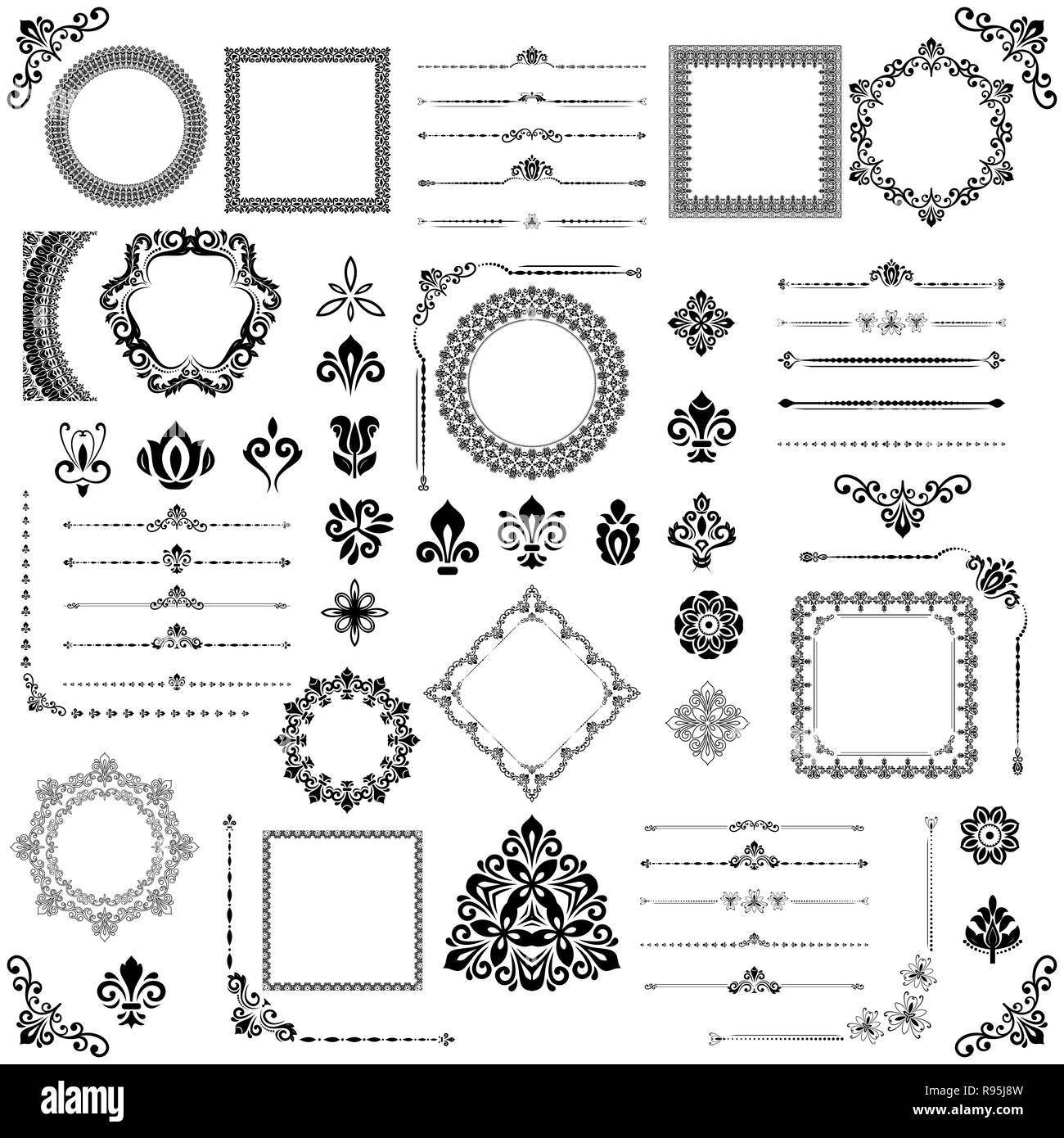Vintage Set of Horizontal, Square and Round Elements Stock Photo - Alamy